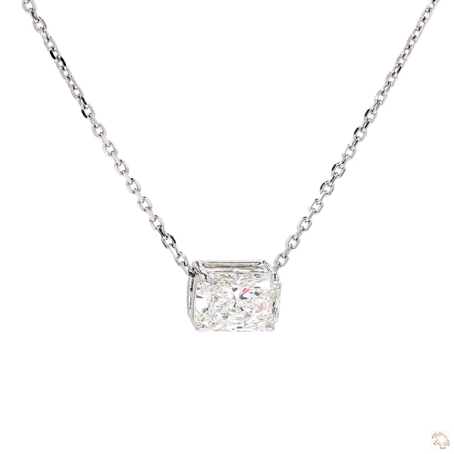 Radiant Solitaire Diamond Pendant in 18K White Gold – Lab-Grown ...